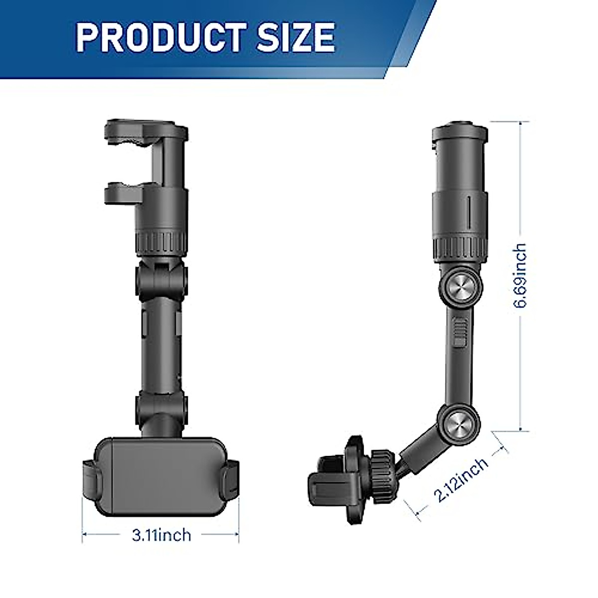 Dewkou 1 PC Rearview Mirror Phone Holder for Car, Universal Rotating Retractable Car Phone Holder, GPS Holder, Anti-Shake Multifunctional Design for Most Mobile Phone and Car Rearview Mirror (Black)