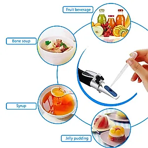 Meichoon 0~32% Brix Refractometer with ATC Digital Handheld Refractometer for Sugar, Food, Fruit, Beverages Honey DH14