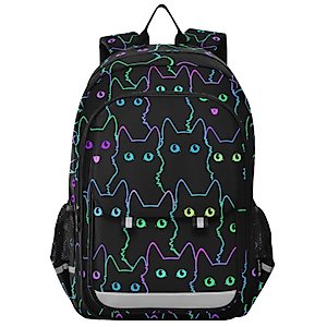 Cute Black Cat Silhouettes Backpack for Women Men, Large Student School Bookbag 15.6 in Laptop Bag Purse Travel Casual Daypack