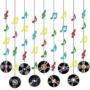 Hotop 9 Pieces Vinyl Record Hanging Rock and Roll Party s Music Themed Party s Music and Records Cutout Ceiling s Music Birthday Party Supplies Room Wall Decor