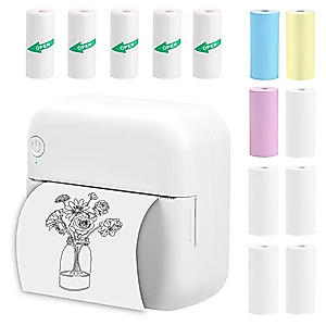 NINEFOX Portable Thermal Printer, Pocket Printer with 13 Rolls Paper Bluetooth Wireless Smart Printer Compatible with iOS + Android for Photo Office Label Study Notes Kids Gift