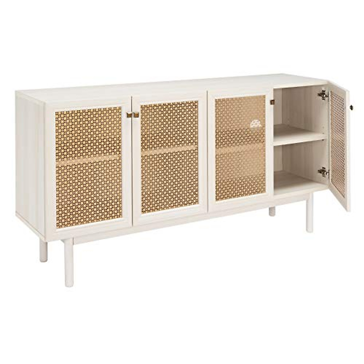 Safavieh Home Collection Piran White and Gold 4-Door 2-Shelf Media (65-inch Flat Screen) TV Stand