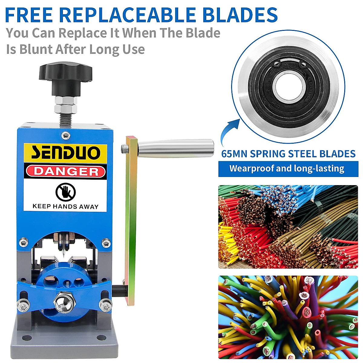 SENDUO Upgraded Manual Wire Stripper Machine 0.06-1.57in,Cable Stripper Machine for Drill, Wire Stripper Tool With Hand Crank Portable,Wire Stripping Machine For Scrap Copper Recycling