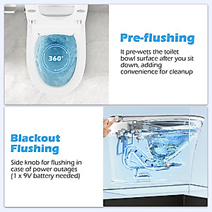 Giantex Smart Toilet with Bidet Built In, Bidet Toilet with Heat, Dryer, Night Light, Auto Open/Close, Foot Sensor, 1.28 GPF Automatic/Blackout Flush, Remote/Side Knob Control, Toilet Seat Elongated