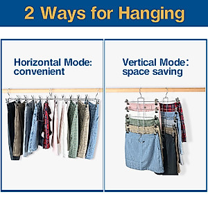 3 Piece Skirt Hangers,Pants Hangers Space Saving,Hanges with Clips 5 Tier,Closet Organizers and Storage Magic Hangers,Clothes Hangers Space Saver,Closet Organization for Skirt,Trousers,Jeans,Legging