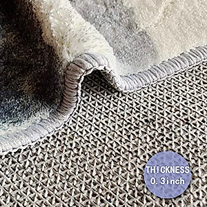 MIIUJJIR Modern Area Rug -3’ X 5’ Faux Wool Non-Slip Washable Accent Area Rug, Soft Fuzzy Throw Rug Floor Carpet for Living Room Bedrooms Laundry Dining Room Home Decor, Blue&White