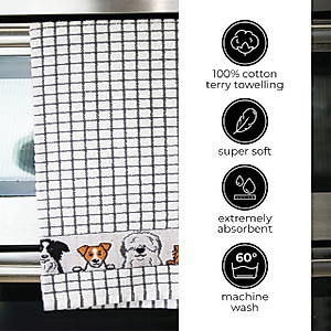 Samuel Lamont Poli-dri Jacquard Towel White with Brown and DOGS trim