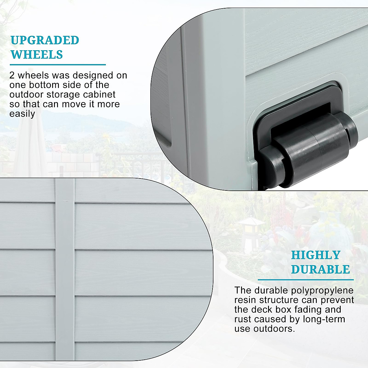 Outvita Deck Storage Box, 75 Gallon Durable Storage Container Bin Store Patio Cushions, Pool Toys and Yard Stools Outdoor Patio Garden for (Gray)