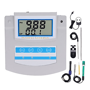 Water Quality Monitor, LCD Display, with High Precise PH, Temperature and EC Probe, 0°C to 50°C Auto Compensate Temperature, 6 in 1 PH ORP EC CF TDS Temperature Tester(USA)