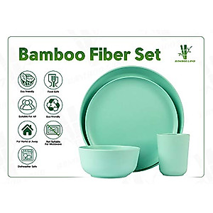 Bamboo Land- Bamboo Fiber Dinnerware Set, Set for 2 Person (8 Pcs), Khaki, Dishwasher Safe Kitchen Plates and Bowls Sets Dish Set, Kitchen Dishes Set, Dishware Sets, Dinner Plate Set, Dinnerware Sets
