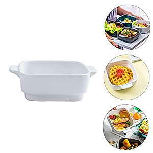 FELTECHELECTR 1pc Ceramic Bakeware Decorative Tray Mini Loaf Baking Pans Food Trays Pie Plate Grill Plate Pottery Baking Plate Rice Bowl Kitchen Supply Vegetable Tray Bread White Ceramics Mold