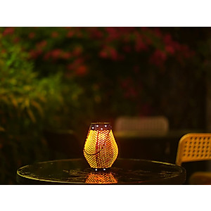 YQLEPIN Outdoor Solar Landscape Lighting Made of Metal - Waterproof Hanging Vintage Rustic Lantern(Red and Blue)