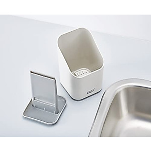 Joseph Joseph Duo Kitchen Sink Cutlery Drainer with Knife Slot, Kitchen Sink Drying Rack Cutlery Organizer, Grey