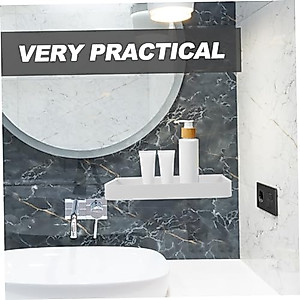 Beatifufu 1 Set Bathroom Shelf Kitchen Storage Rack Over The Toilet Shelf Wall-mounted Storage Mounted Sundries Organizer Towel Storage Stand Wall Mount Shelf Space Aluminum White