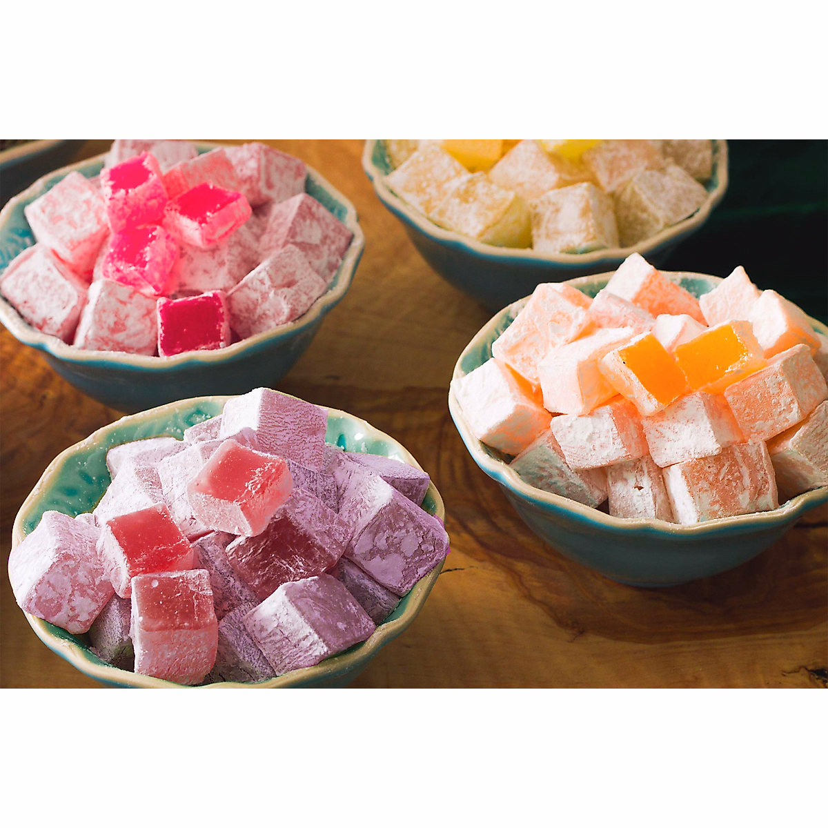 Cerez Pazari Turkish Delight Candy With Assorted Flavors, Gourmet Medium Size Snacks Gift Box, Sweet Luxury Traditional Confectionery Loukoumi, Vegan Lokum, Approx. No Nuts, 42 Pcs, 16 oz.