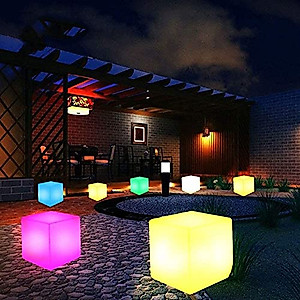 HTZ Cube Chair Light Rechargeable Led Stool Waterproof with Trol Ma-Gi-C Color Changing Sidcolor,Home Garden Party Decoration/43Cm/16.9Inch (Color : 35Cm/13.7Inch)