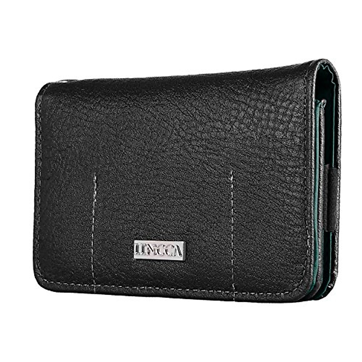 Lencca Kymira II Vegan Leather Smartphone Clutch Wallet Purse with Removable Chain Wrist Strap - Black/Marine