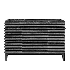 Modway Render 47" Plastic and Wood Bathroom Vanity Cabinet in Charcoal