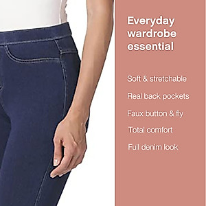No nonsense Classic Leggings-Jeggings for Women with Real Back Pockets, High Waisted Stretch Jeans, Medium Wash Denim, X-Large