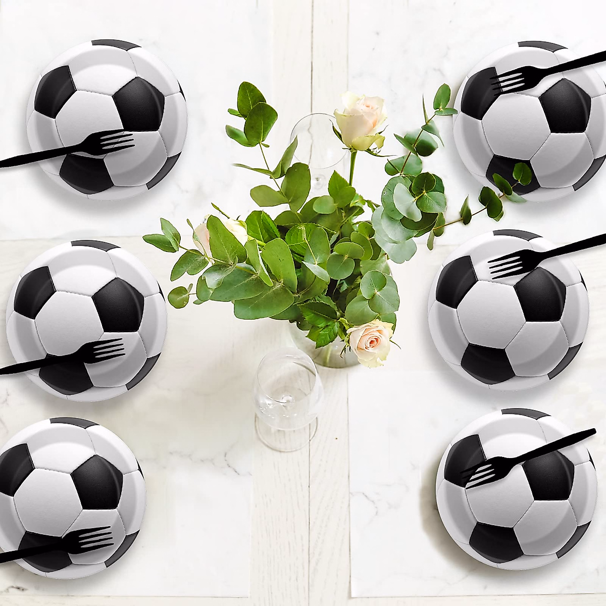 gisgfim 48 Pcs Soccer Paper Plates 7" Soccer Birthday Party Disposable Dessert Plates Supplies Decorations Soccer Tableware for Soccer Fans Birthday Baby Shower