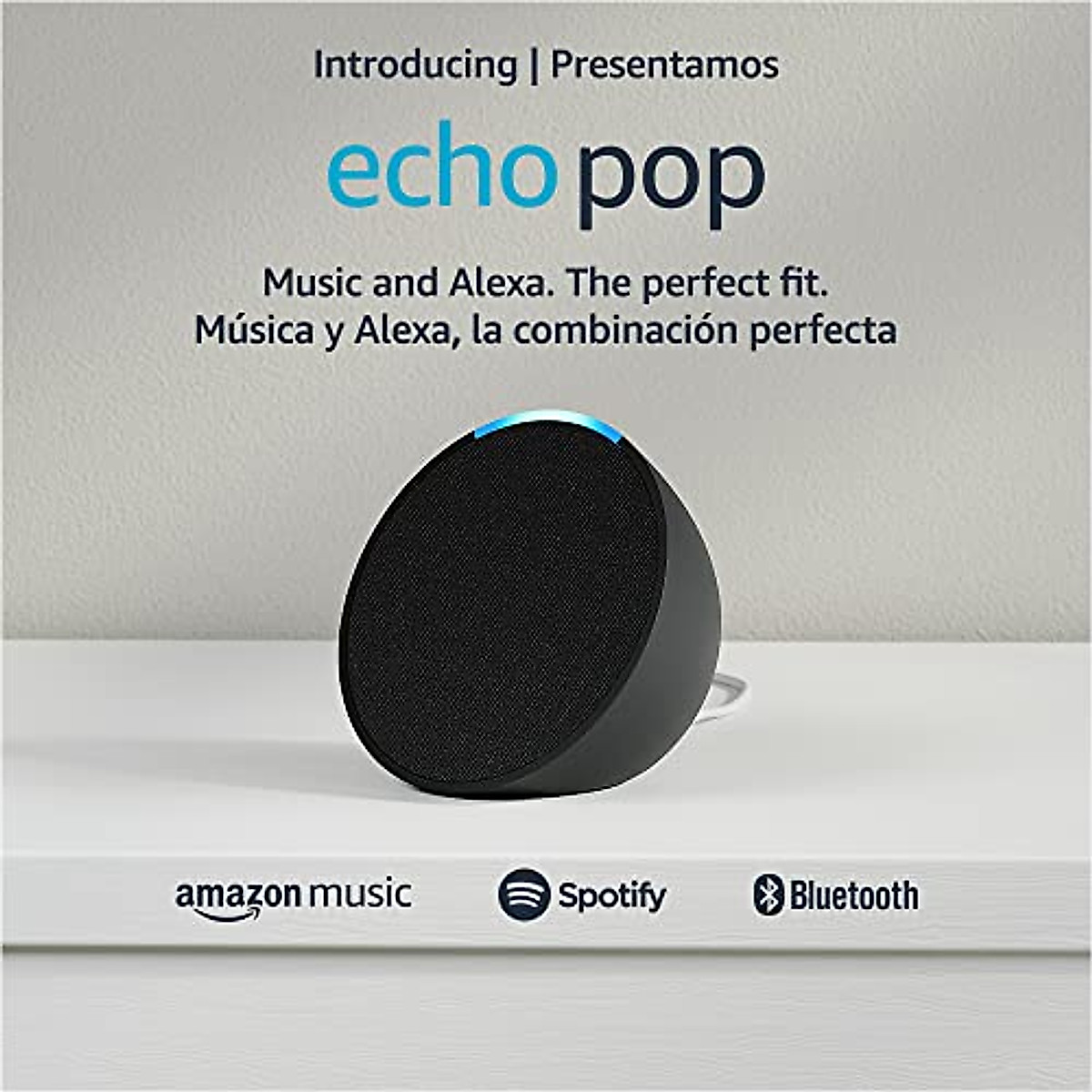 Echo Pop | Full sound compact smart speaker with Alexa | | International Version with EU Power Adaptor | Charcoal