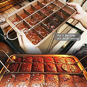 Kofebe Brownie Pan, Non-Stick Brownie Baking Pan with Dividers, Brownie Cutter,Brownie Tray,18 Pre-slice Brownie Baking Tray 12 X 8 X 2‘’