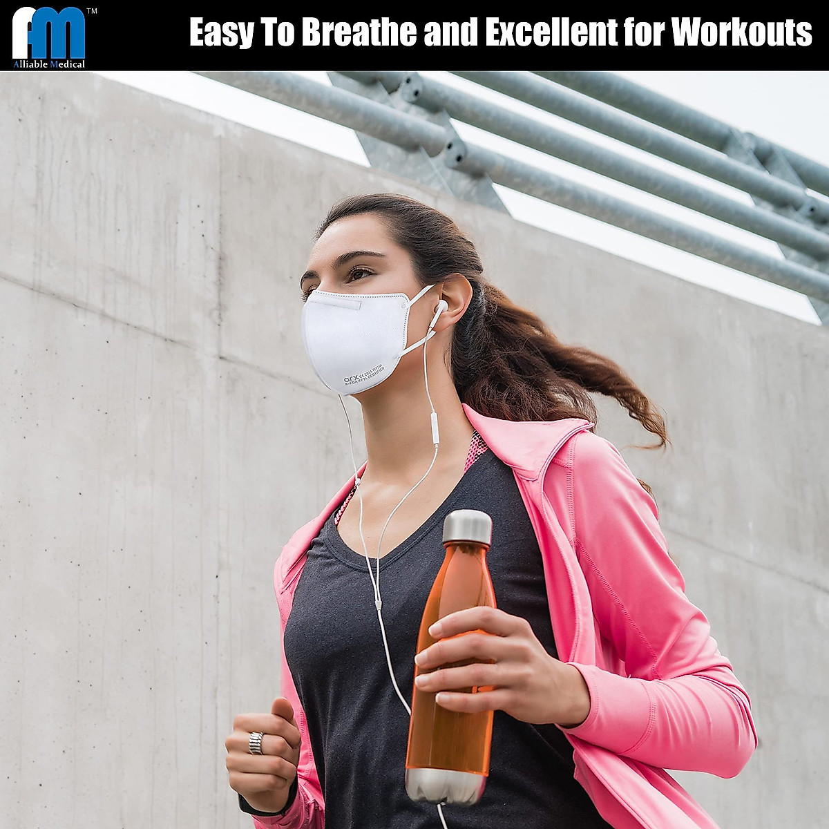 Alliable Medical [5 Pack- ADULT SIZE: MEDIUM - Individually Packaged Cup Shaped Face Mask-PROTECTION FROM FINE DUST AND PARTICLE