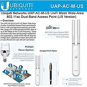 UniFi AC Mesh UAP-AC-M-US 802.11AC Indoor/Outdoor Dual-Band Access Point (US)