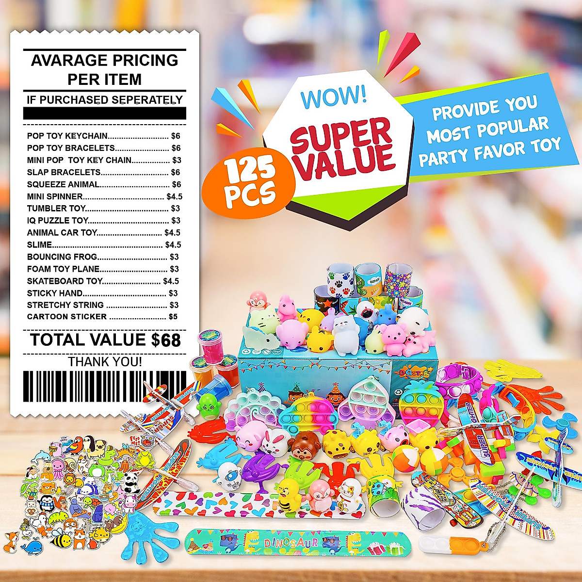 Party Favors Toy for Kids, Treasure Box Prizes for Classroom, Birthday Party, School Classroom Rewards, Carnival Prizes, Pinata Fillers, Treasure Chest, Goodie Bag Stuffers for Boys Girls 4-8-12