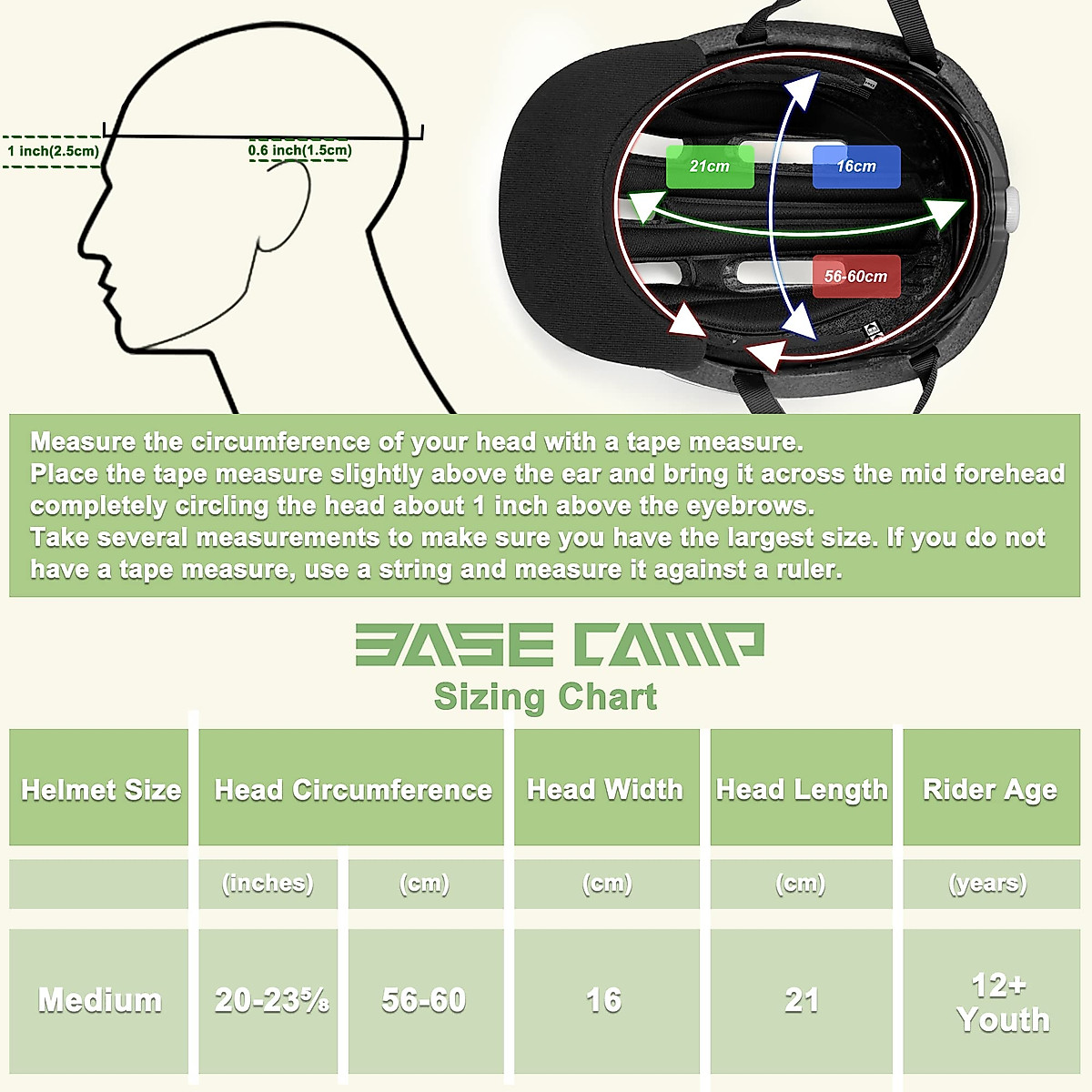 BASE CAMP Adult Bike Helmet for Men Women Cycling Helmet with Removable Visor & Pads for Urban Commuter Adjustable M Size