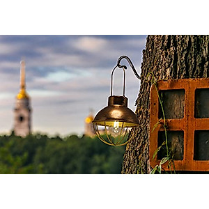 YAKii 8 Pack Solar Lantern Hanging Waterproof Outdoor Metal Solar Lamp with Warm White Light Decorate for Yard Garden Pathway Patio Porch Decor (Gold)