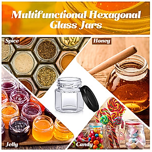 Nuogo 100 Pack 1.5oz Mini Hexagon Glass Jars Bulk for Wedding Small Honey Jars with Lids Spice Jars Canning Jars Mason Jars for Gifts Candy Honey Wedding Party Favors DIY Crafts(Black)
