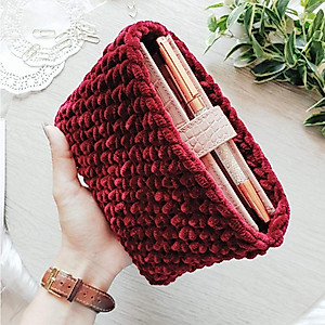 Clisil 2 Skeins Velvet Yarn Knitting Crochet Soft Coffee Brown Velvet Chenille Yarn DIY Luxury Velvet Sweater Scarf Blanket Knot Pillow Hat Yarn