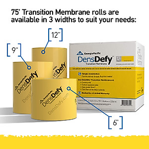 DensDefy Transition Membrane Flashing Tape | 12 inches x 75 feet | Self-Adhesive Flashing for Doors-Windows Rough Openings