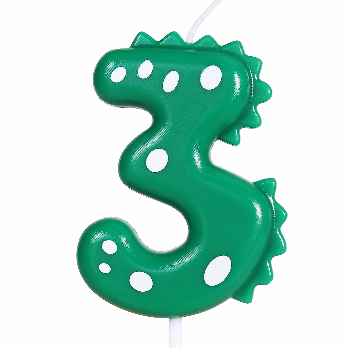 3rd Birthday Candles, Number 3 Candle, Dinosaur Party Decorations for Birthday, Green Happy Birthday Candle for Cake, Handmade Numeral Candle Dino Theme Cake Topper Anniversary Party Decor