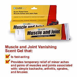 CareAll Muscle & Joint Vanishing Scent Gel, 3.0 oz. (3 Pack), Non-Greasy, Pain Relief Gel for Muscle, Back and Minor Arthritis, Topical Analgesic, 2.5% Menthol