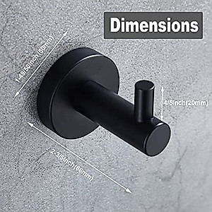 Orlif Towel Hooks，Matte Black SUS304 Stainless Steel Wall-Mounted Robe Hooks Holder Coat Hook for Bathroom, Kitchen, Bedroom, Hotel