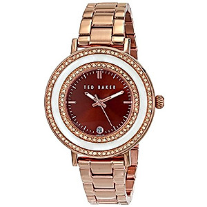 Ted Baker Women's TE4107 "Vintage Glam" Rose-Gold Tone Stainless Steel Rhinestone-Accented Watch