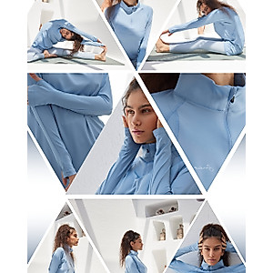 Sorbet Womens Long Sleeve Tops - Lightweight Women's UPF 50+ SPF Shirts for Women Long Sleeve - Athletic 1/4 Zip Pullover Women- Sun Protection Shirts for Hiking, Fishing, and Yoga Tunic Tops, Large