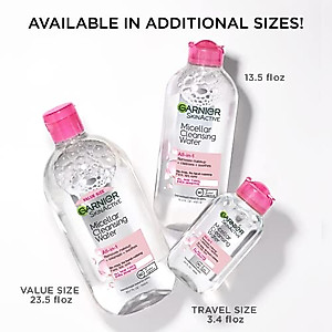 Garnier Micellar Cleansing Water, All-in-1 Makeup Remover and Facial Cleanser, For All Skin Types, 3.4 Fl Oz (100mL), 1 Count (Packaging May Vary)