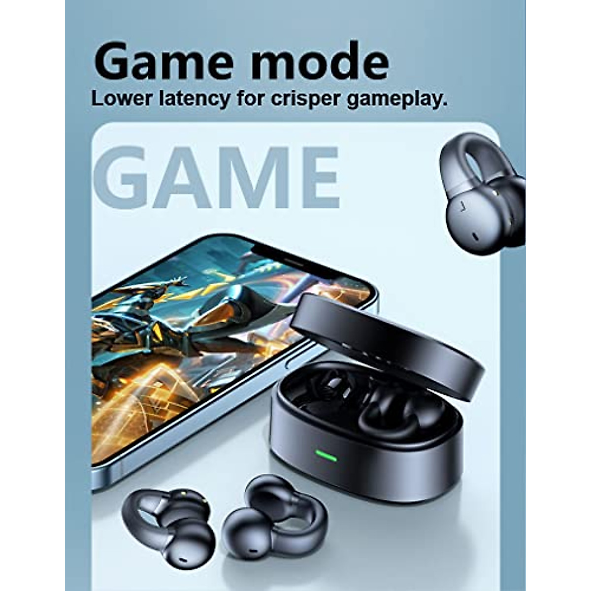 Ear-Clip Bone Conduction Headphones Bluetooth 5.3, Painless Wireless Open Ear Clip on Headphone,Waterproof Mini Sport Running Earring Earphone, Noise Cancelling/HiFi Quality/Long Battery Life