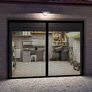 Magnetic Garage Door Screen 10x8ft, Durable Fiberglass Garage Hand Free Doors Screen with Powerful Magnets, Easy Assembly