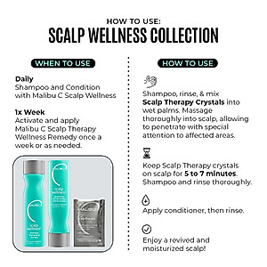 Malibu C Scalp Wellness Collection - Soothing Shampoo and Conditioner Hair Care Set for Dry Scalp - Formulated with Vitamin C Antioxidant Complex - Travel Size Scalp Remedy Packets Included (33.8 oz)