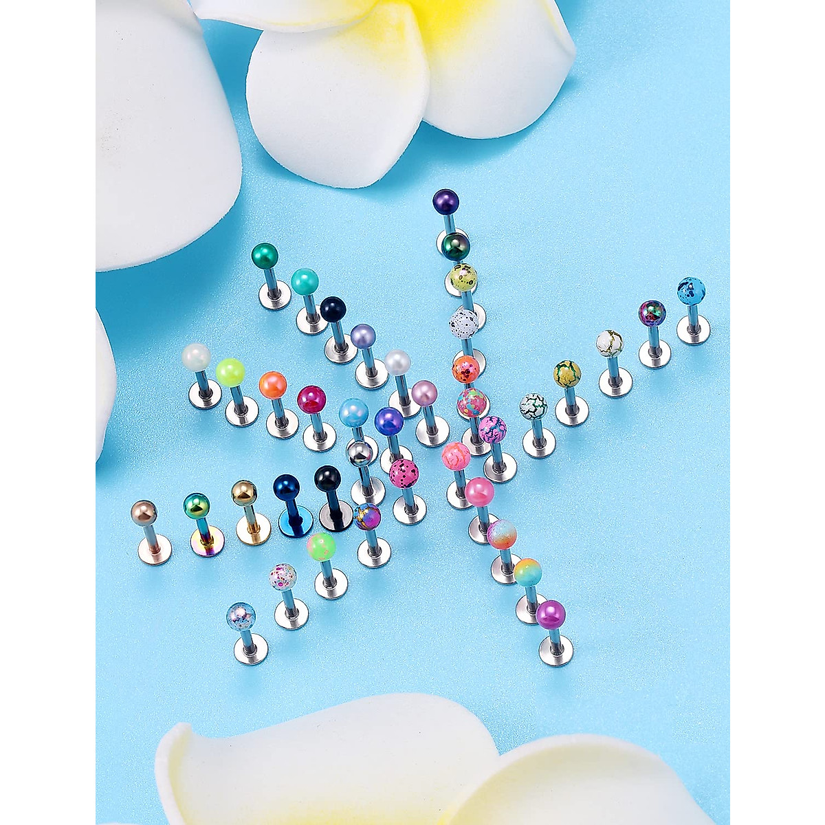 Vsnnsns 16G Lip Rings Stainless Steel Labret Monroe Lip Rings Nail Cartilage Tragus Helix Earrings Studs Ring Medusa Piercing Jewelry For Women Men 8mm