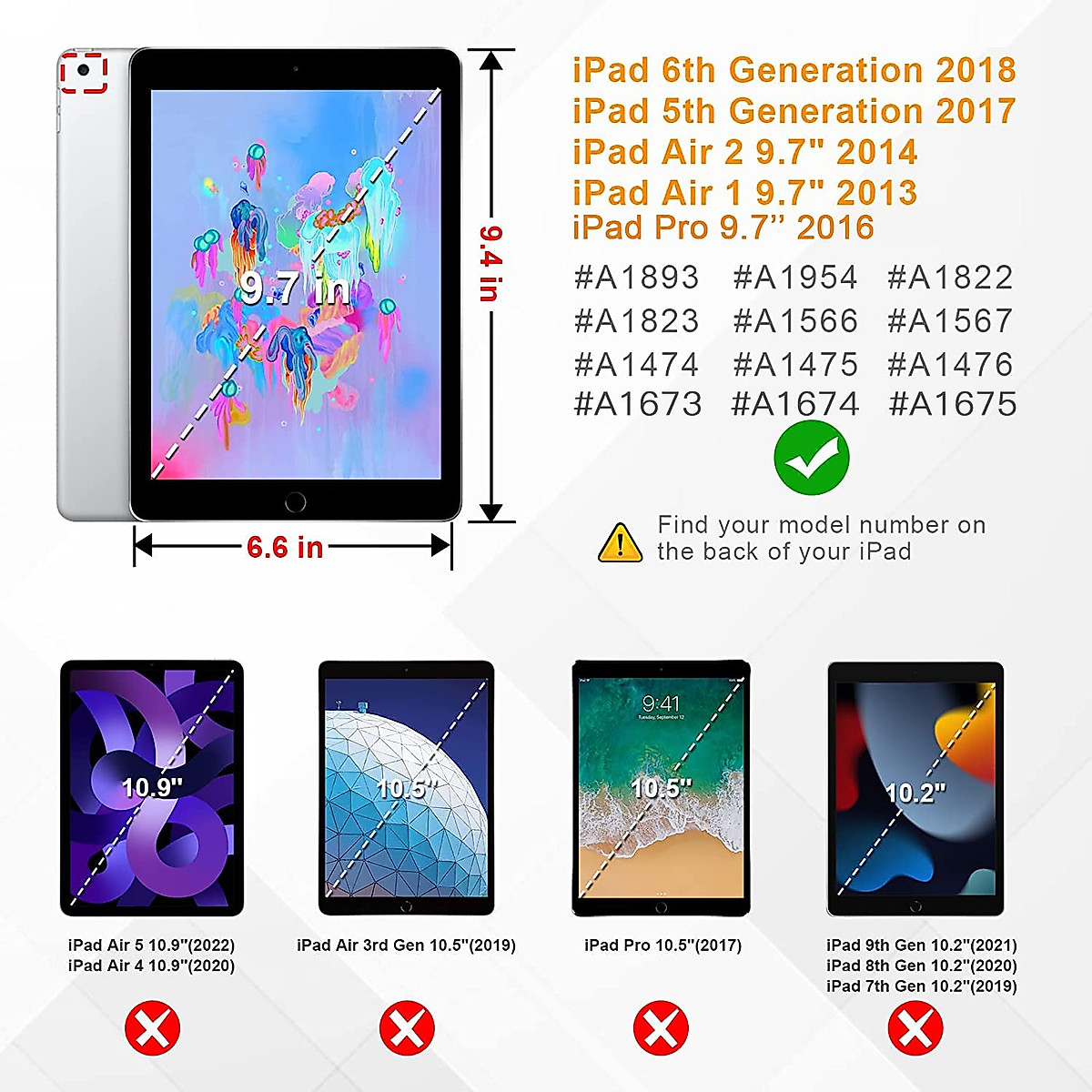 ZoneFoker Case for iPad 6th/5th Generation (9.7 Inch, 2018/2017 Model),iPad Air 2 / 1st Case, iPad Pro 9.7 Case 2016,Heavy Duty Shockproof Rugged Protective Case for iPad 9.7 Inch,Black