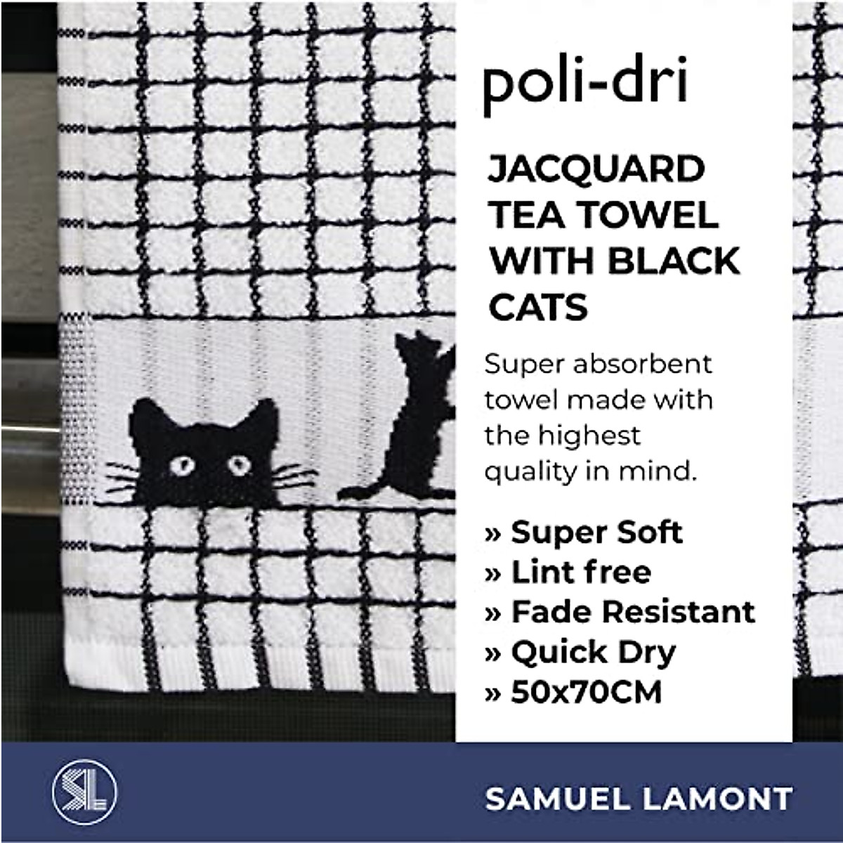 Samuel Lamont Poli-dri Jacquard Tea Towel Cat