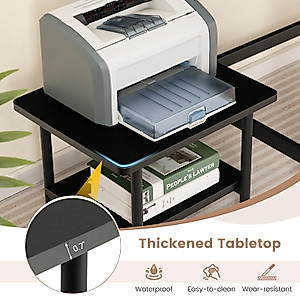 Tangkula Printer Stand with Storage, Under Desk Printer Table with 4 Wheels & Locking Mechanism, 2-Tier Rolling End Table Storage Rack for Bedroom, Living Room, Study