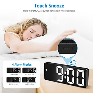 Digital Alarm Clock, [Upgraded Version] LED Clock for Bedroom, Electronic Desktop Clock with Temperature Display, Adjustable Brightness, Voice Control, 12/24H Display for Home, Bedroom, Office