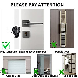 Portable Door Lock & Door Stop Alarm,Dual Protection Security Door Set Door Blocker Latch Lock Home Security Devices Pocket Door Stopper Self Defensey Tools for Home, Travel, Apartment,Hotel Safety