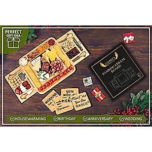 ZAGREUS Bamboo Cheese Board and Knife Set- 21 Pcs Charcuterie Accessories- Cheese Boards Charcuterie Boards- FSC Certified Extra Large Charcuterie Board Set- Wedding Bridal Shower Gifts, Home Gifts